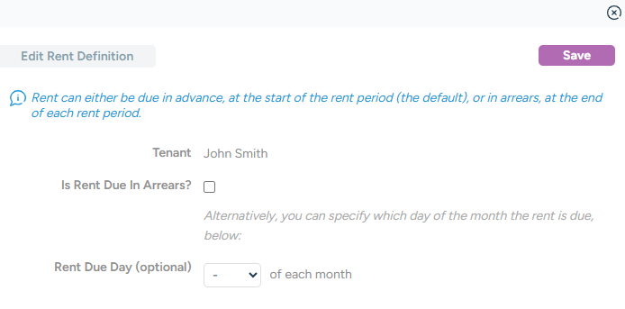 Changing the rent payment date – 10ninety